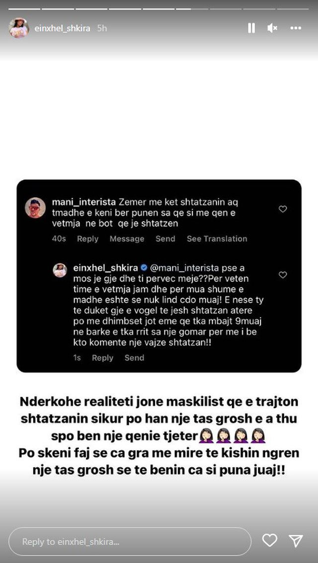 "Sikur je e vetmja në botë shtatzënë", Einxhel Shkira acarohet me ...