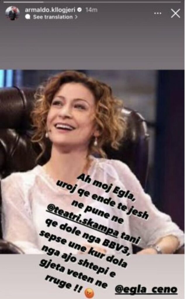 Egla u përjashtua nga shtëpia, Armaldo habit me postimin e tij: Uroj të ...